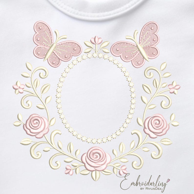 Baby Girl Monogram Frame Embroidery Designs File 7 Sizes | Floral ...