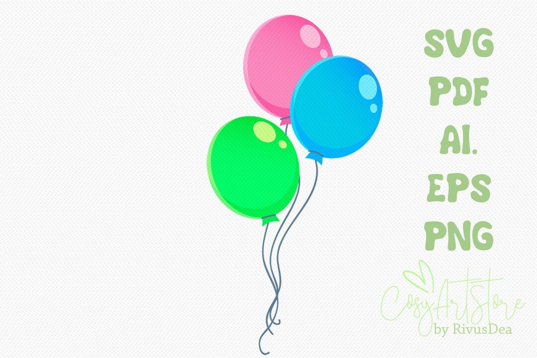 Balloons SVG Download, Birthday Air Balloons PNG, Balloon Cut File ...