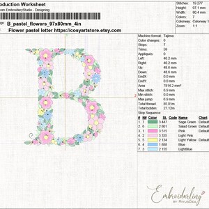 Floral Letter B Machine Embroidery Pattern: 4x4 Monogram (digital ...