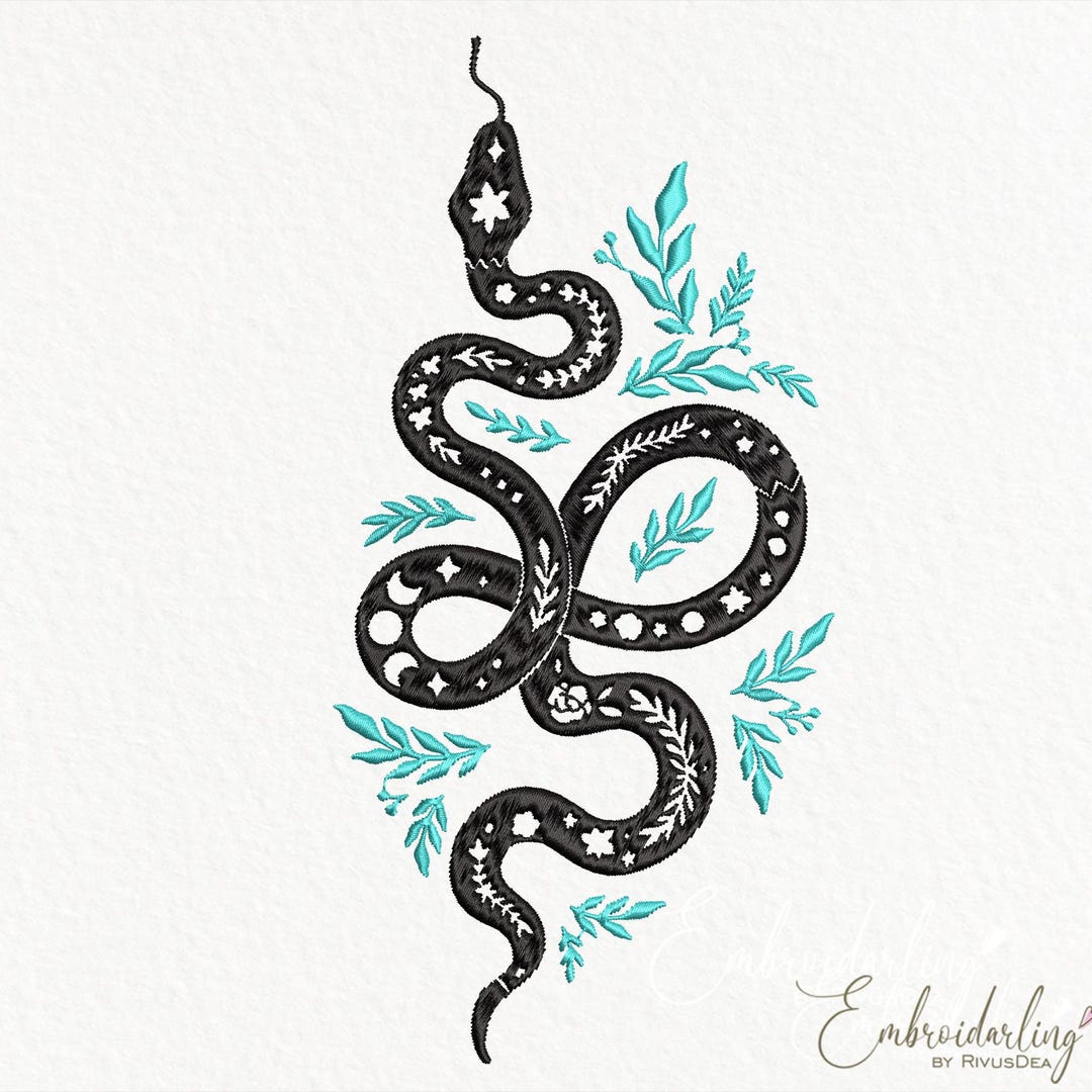 Green Snake Machine Embroidery Design, Asian, Green Snake Chinese New ...