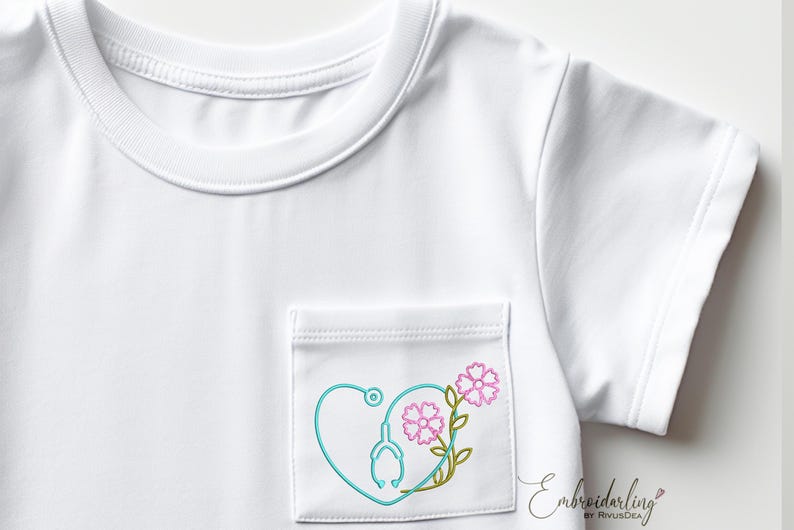 Nurse Pocket Monogram Embroidery Design | Stethoscope Heart | Name ...