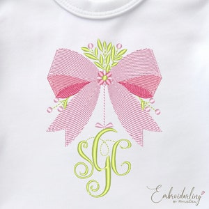 Bow Monogram Frame Embroidery Designs: Vintage Style (5 Sizes) (machine ...
