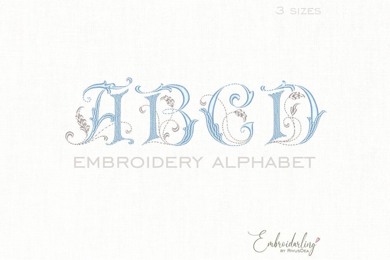 Floral Font Machine Embroidery File, Vintage Monogram Pattern, First ...