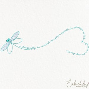 Dragonfly to Remind Me Memorial Embroidery Design. 7x4 in Remembrance ...