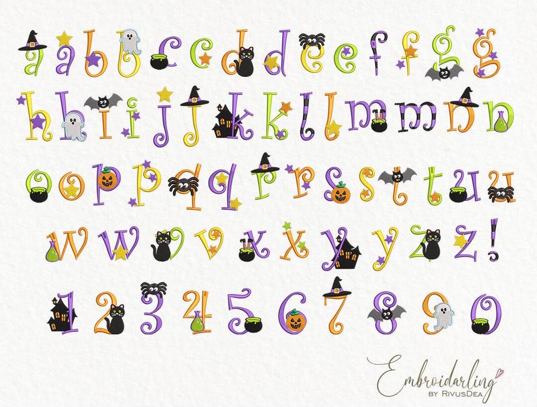 Halloween Font Machine Embroidery Pattern, Alphabet Monogram, Witchy ...