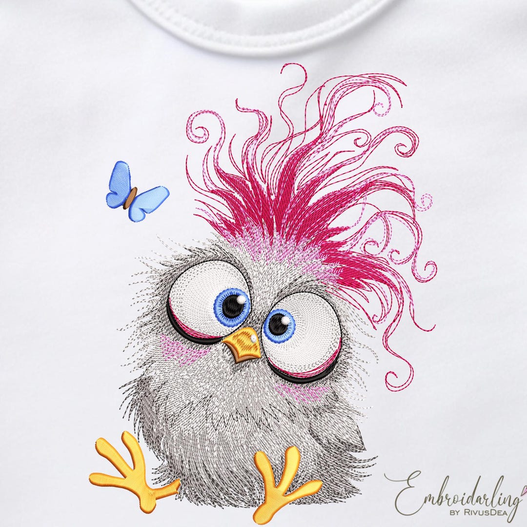 FUNNY CRAZY Chicken Embroidery Design, Machine Embroidery File, Flaffy ...