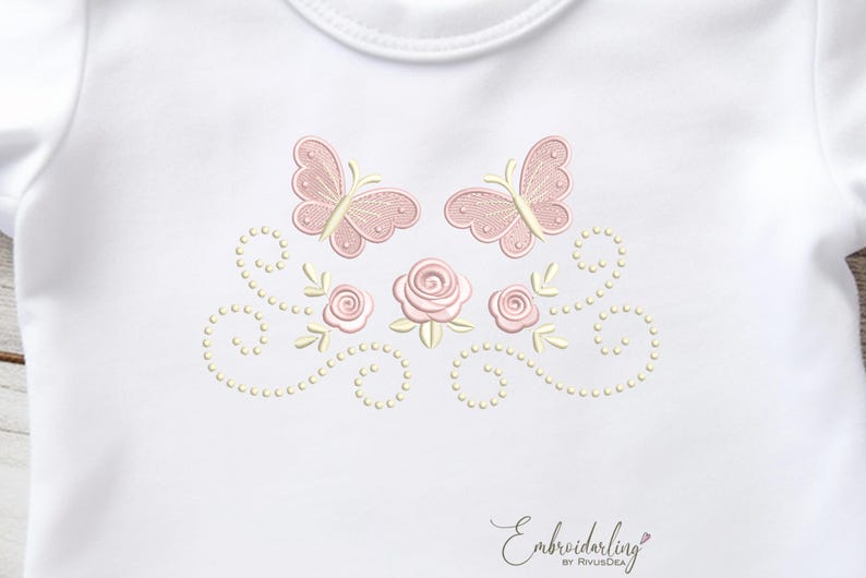 Baby Girl Embroidery Designs File 6 Sizes | Floral Butterfly Pattern ...