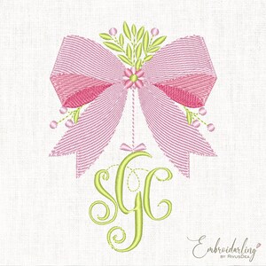 Bow Monogram Frame Embroidery Designs: Vintage Style (5 Sizes) (machine ...