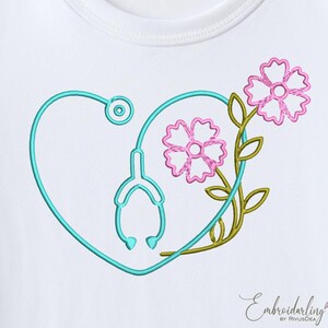 Nurse Pocket Monogram Embroidery Design | Stethoscope Heart | Name ...