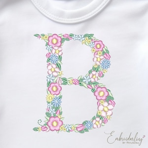 Floral Letter B Machine Embroidery Pattern: 4x4 Monogram (digital ...