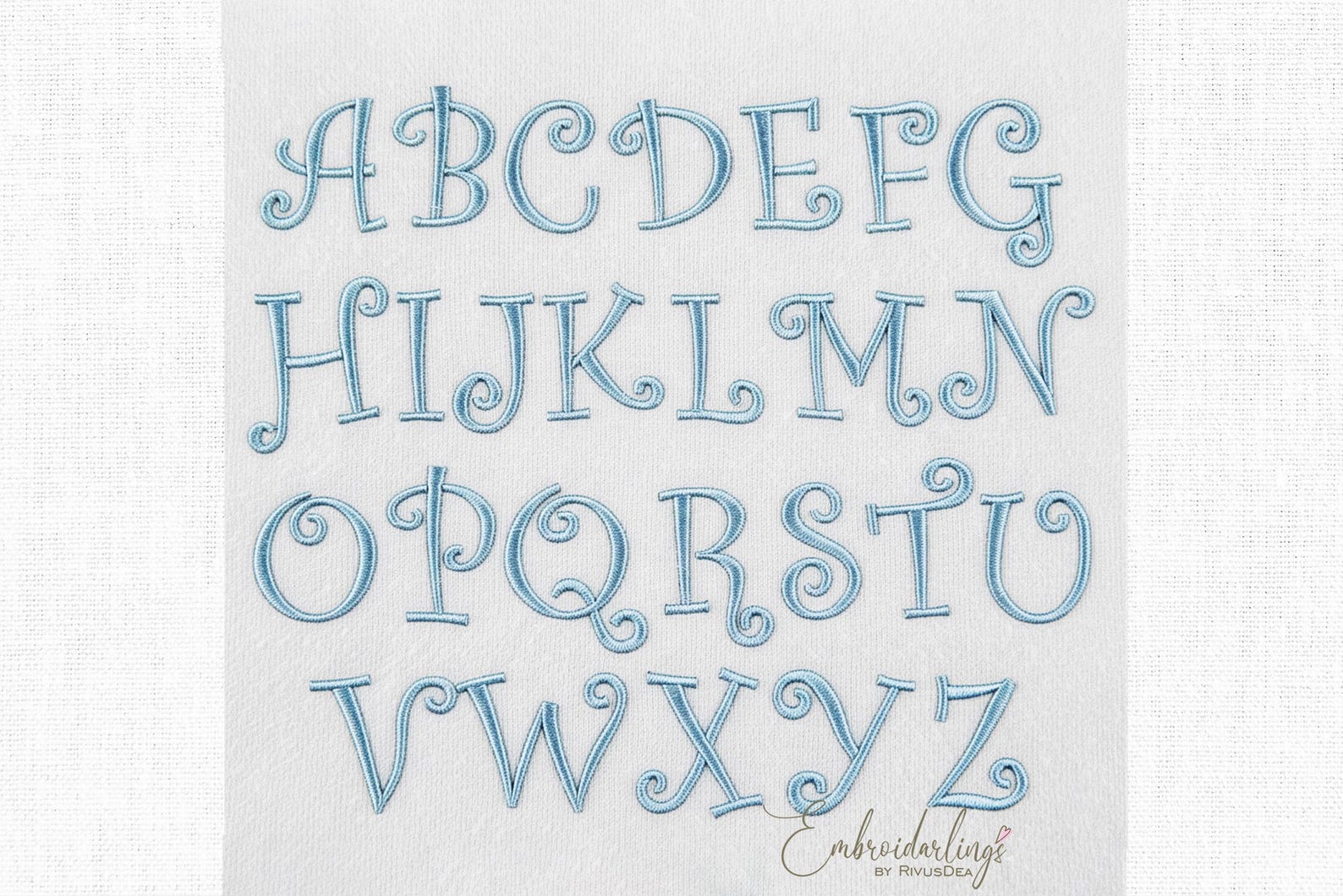 Monogram Font Embroidery Designs 4 Sizes, Curly Script Alphabet – Baby ...