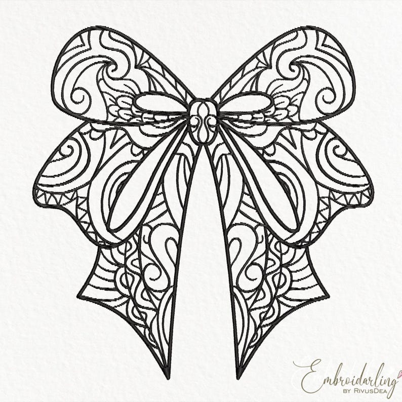 Lace Bow Embroidery Design: Mandala Pattern Dst, Jef, Pes, Hus, Vp3 ...