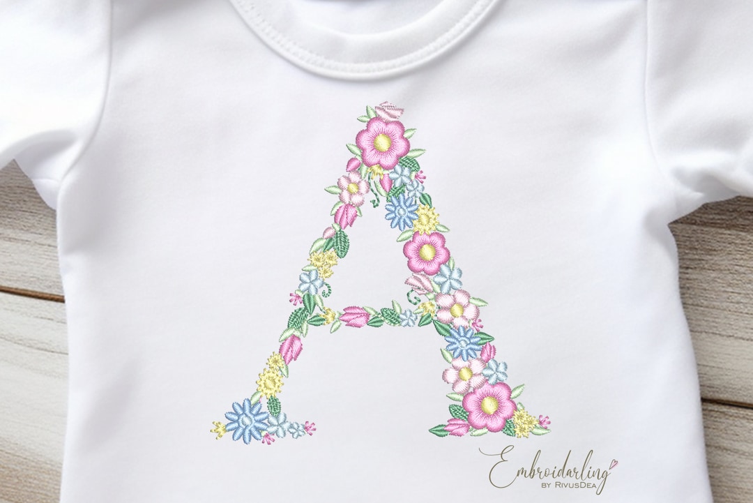 Floral Letter A Machine Embroidery Pattern, 97mm 3.80 Inch Monogram for ...