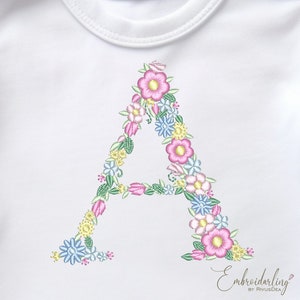 Floral Alphabet Machine Embroidery Pattern: 97mm Monogram Font (digital ...