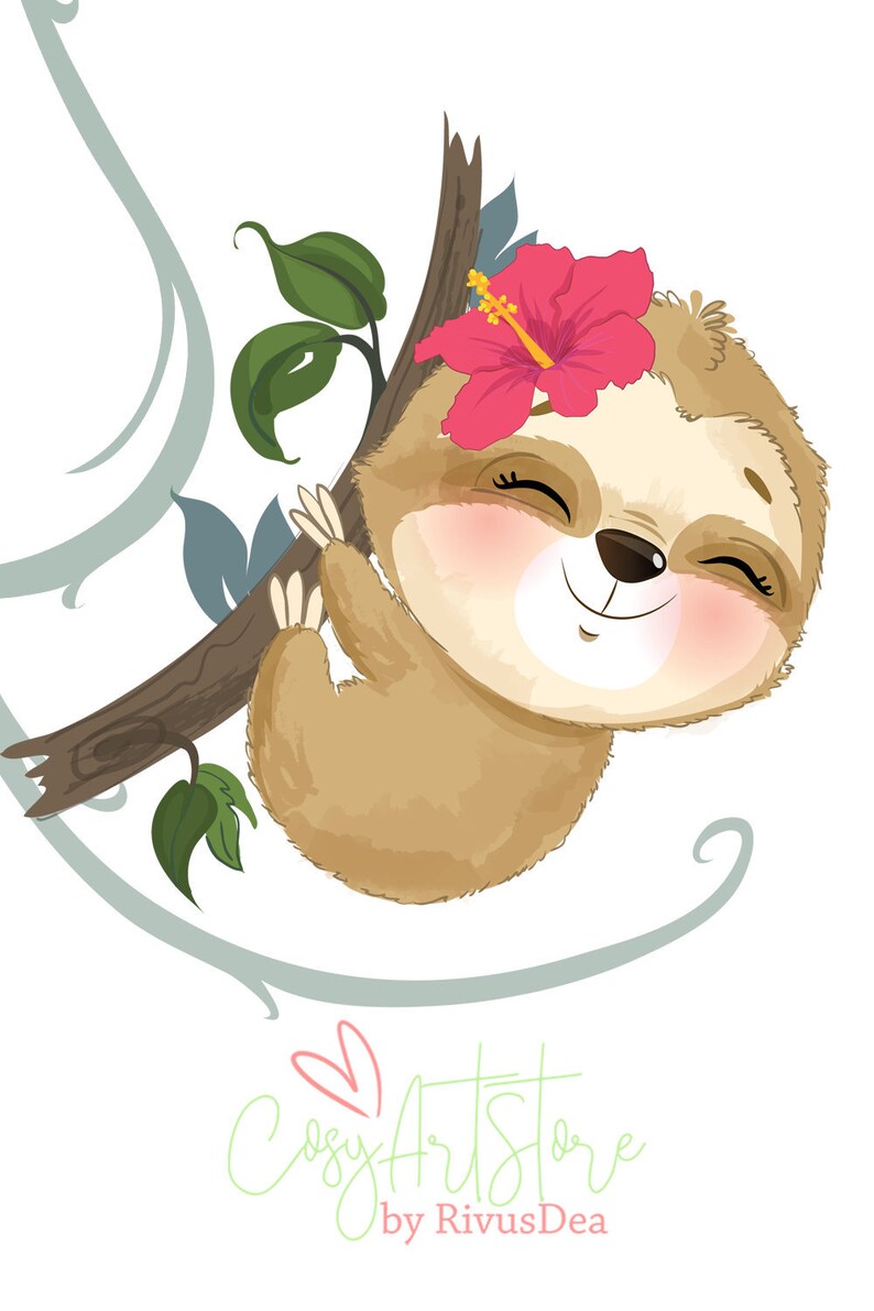 Cute Sloth SVG File Commercial Free Use. Tropical Baby Animals - Etsy