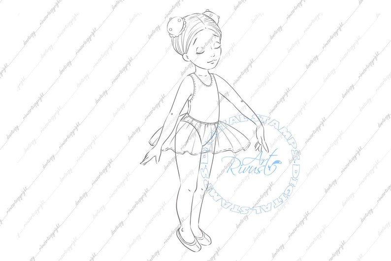 Ballet Digital Stamp. Cute Ballerina Download. Digi Stamp | Etsy
