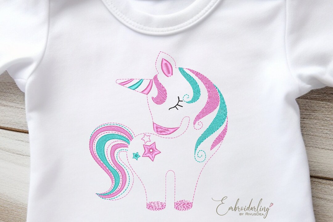 Cute Unicorn Simple Machine Embroidery Pattern, 4x4 & 5x7 Hoop. Unicorn ...