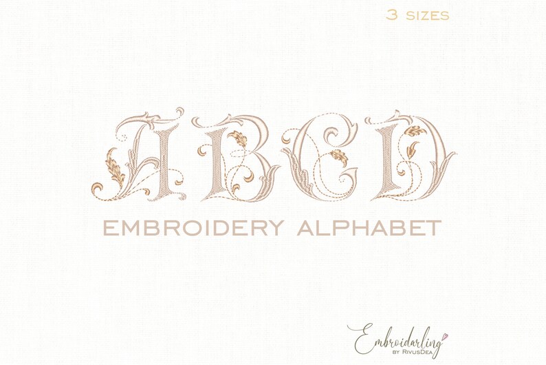 Floral Font Machine Embroidery File, Vintage Monogram Pattern, First ...