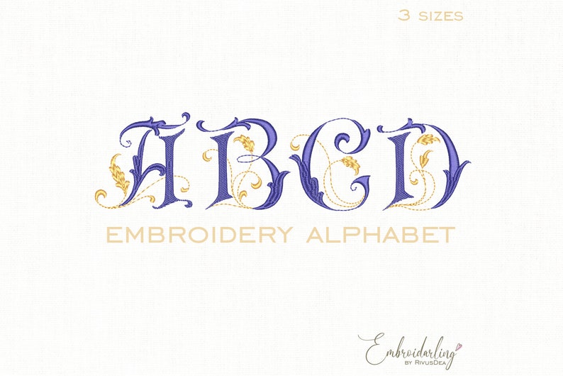 Floral Font Machine Embroidery File, Vintage Monogram Pattern, First ...