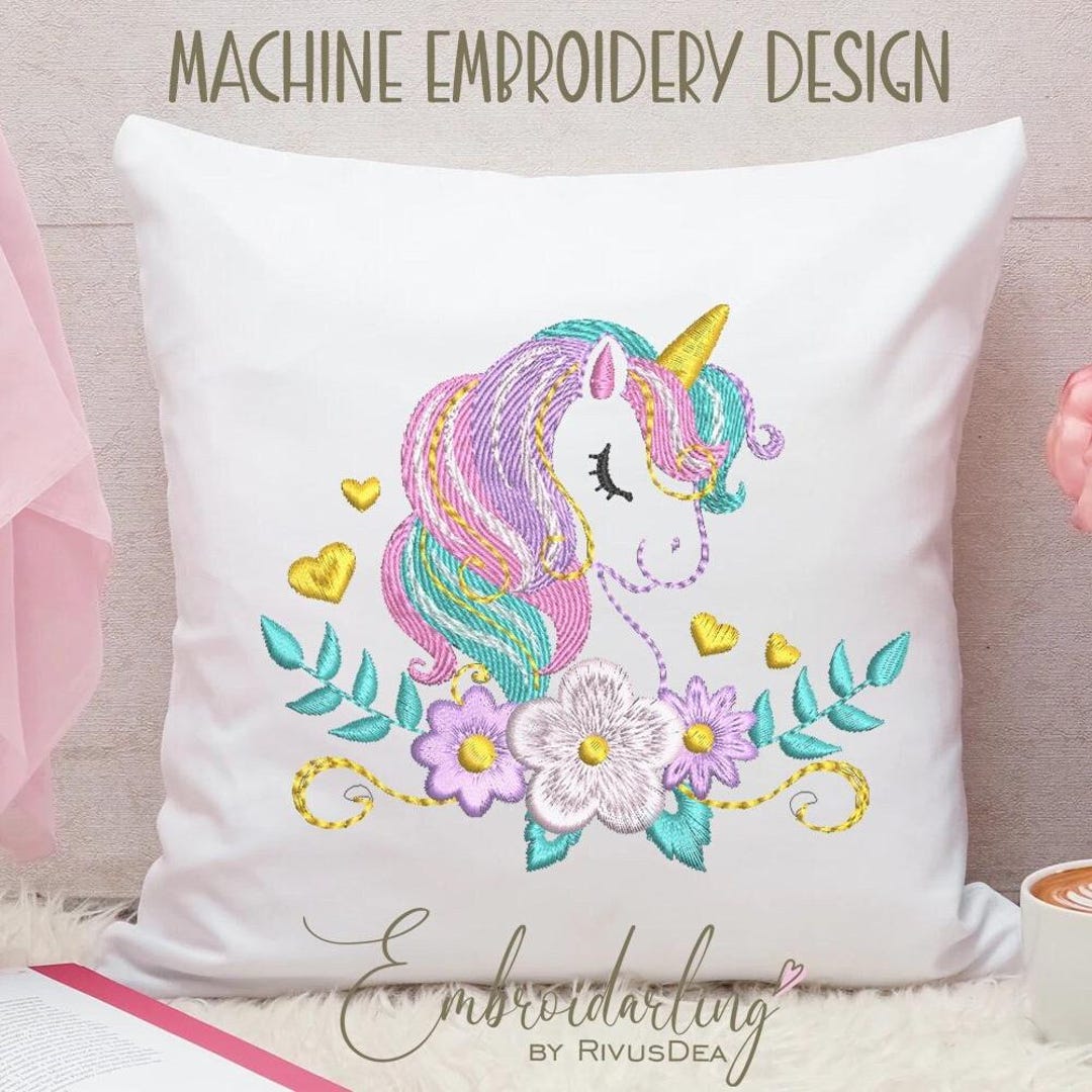 Unicorn Face Embroidery Designs, Machine Pattern for Baby Girls ...