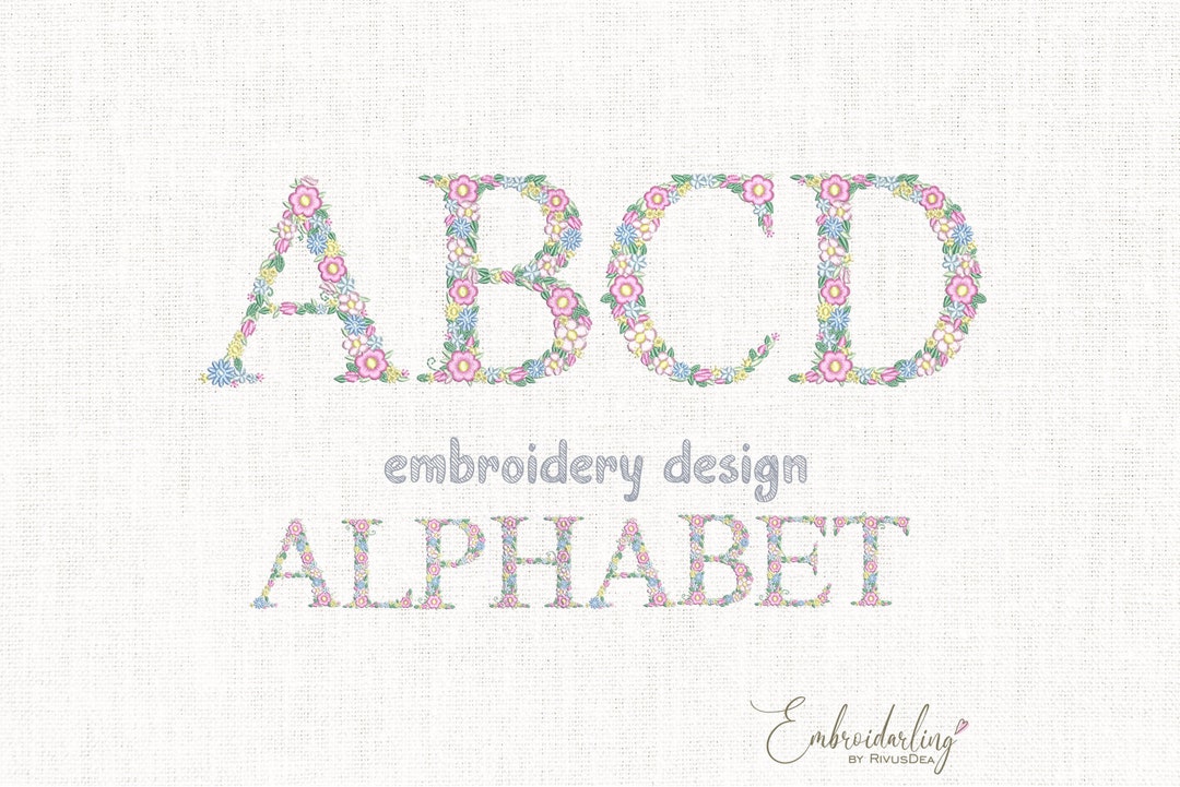 Floral Alphabet Machine Embroidery Pattern, 97mm 3.80 in Monogram for ...