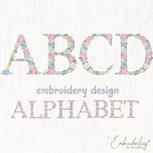 Floral Alphabet Machine Embroidery Pattern: 97mm Monogram Font (digital ...