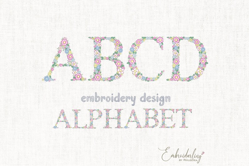 Floral Alphabet Machine Embroidery Pattern: 97mm Monogram Font (digital ...