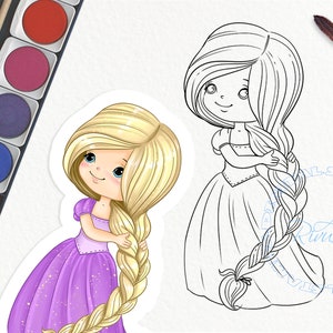 Princess Digital Stamp. Cute Girl PNG Download. Beauty Beast Digi Stamp ...