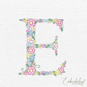 Floral Letter E Machine Embroidery Pattern: Monogram Design (digital ...