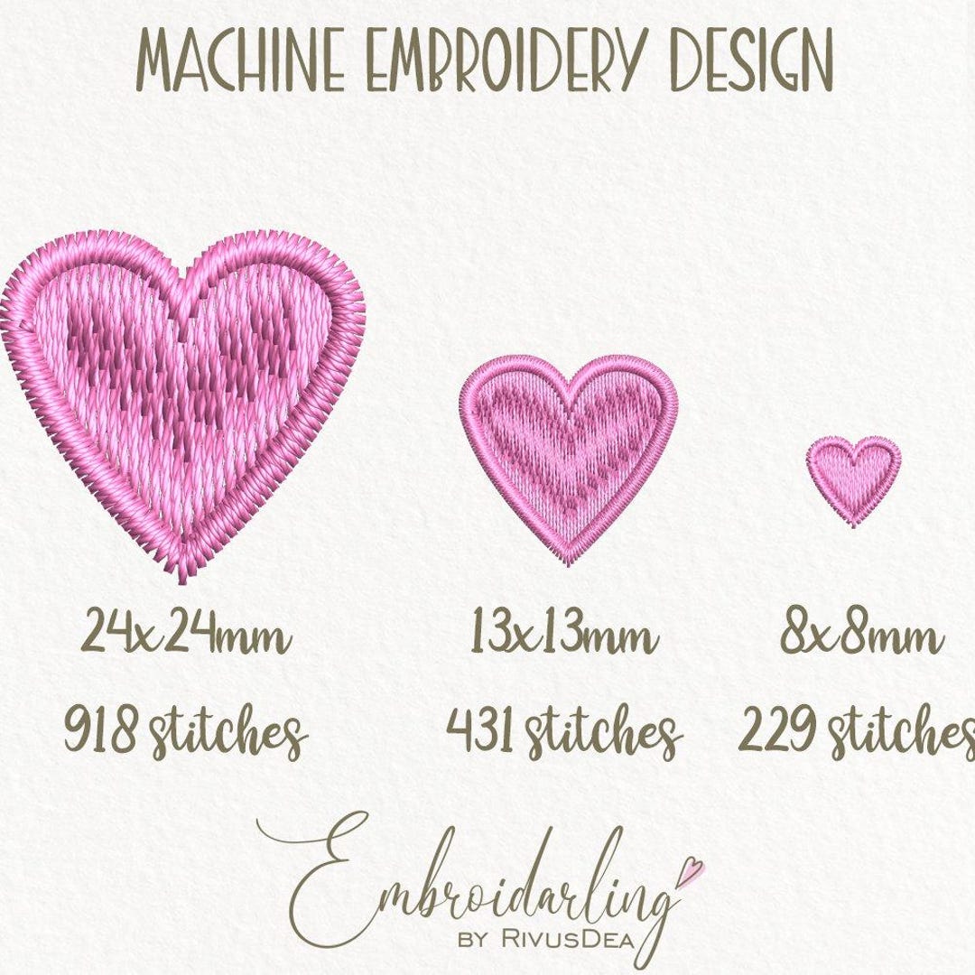 Tiny Hearts Embroidery Designs. 3 SIZES. Machine Embroidery Small Heart ...