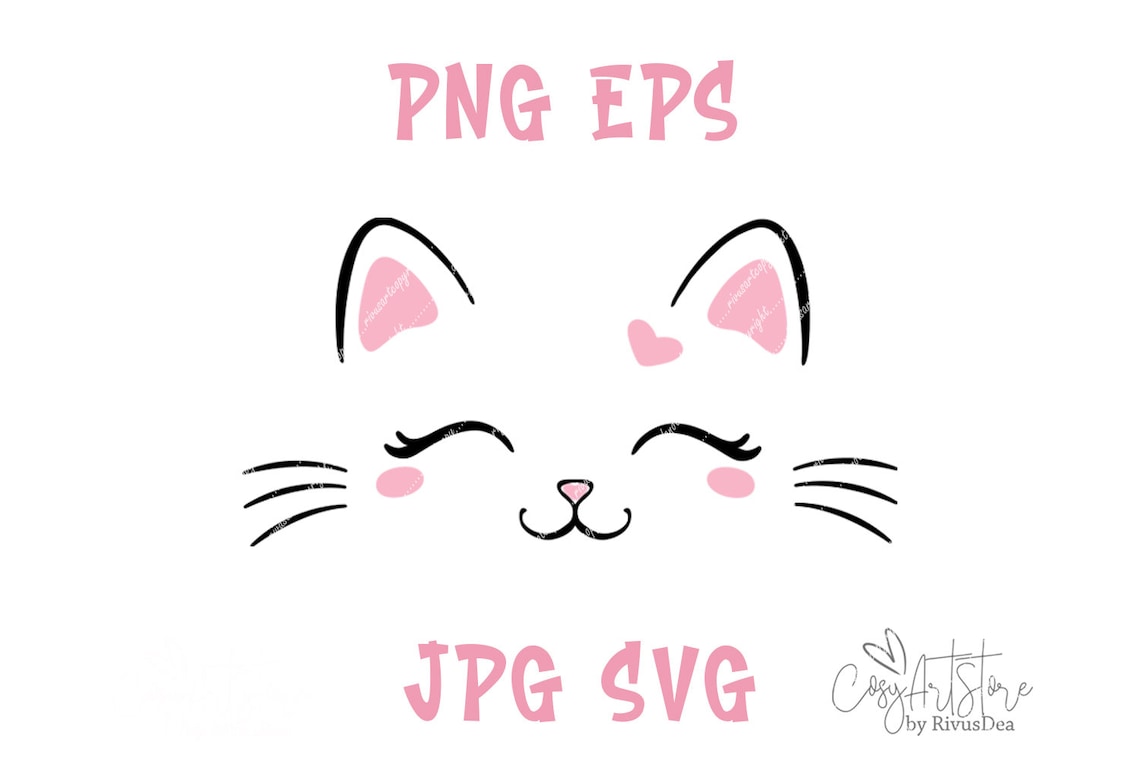 Cat Face Svg Kitty Face Svg Cat Clip Art Cute Kitty Cat Etsy