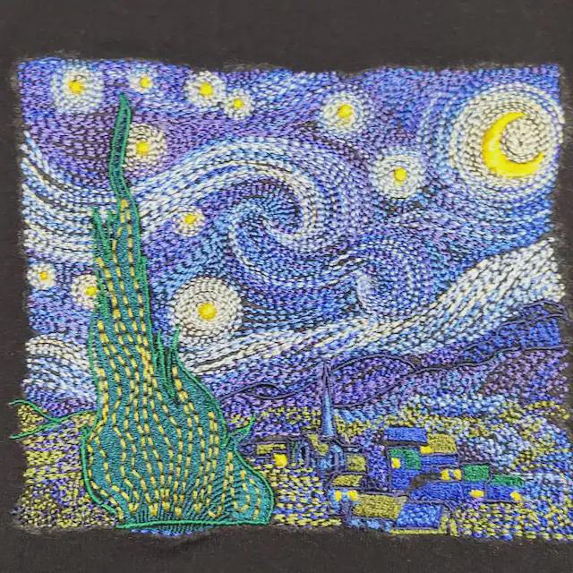 Van Gogh Starry Night Embroidery Design - Machine Embroidery Art - Etsy