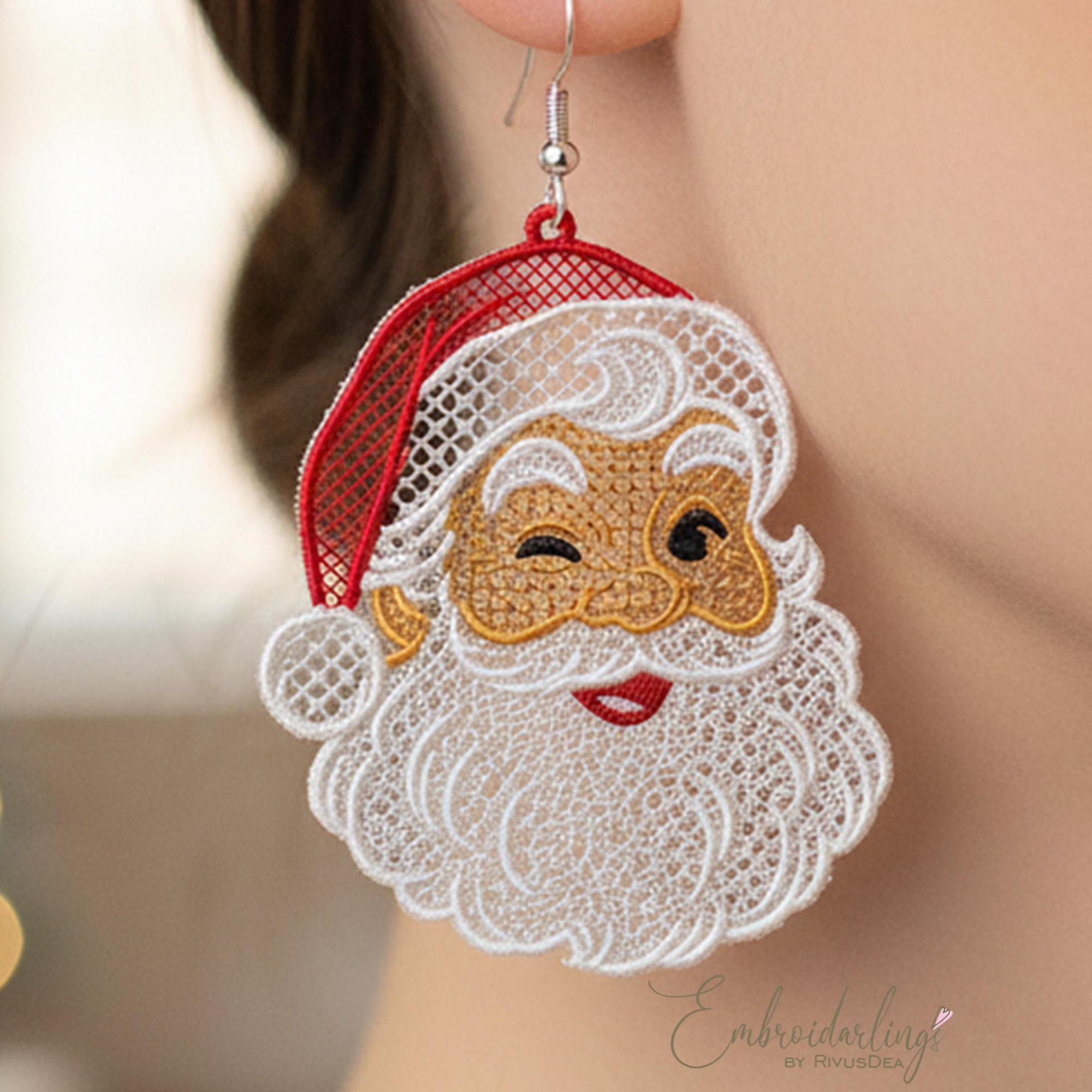 Santa Lace Machine Embroidery Designs File 5 Sizes | FSL Christmas ...