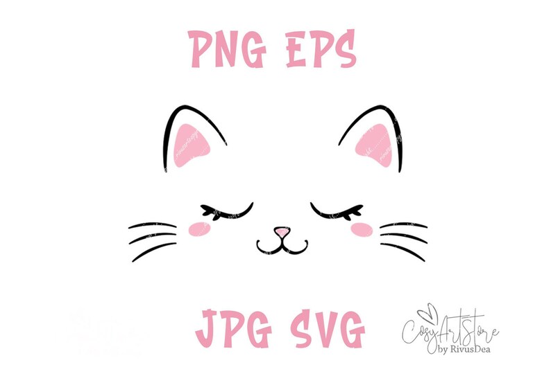 Cat Face SVG Kitty Face Svg Cat Clip Art Cute Kitty Cat - Etsy