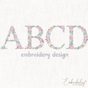 Floral Alphabet Machine Embroidery Pattern: 97mm Monogram Font (digital ...