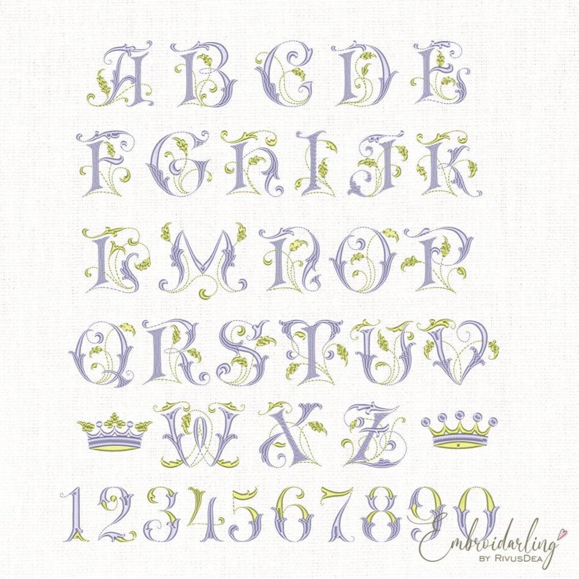 Floral Font Machine Embroidery File, Vintage Monogram Pattern, First ...