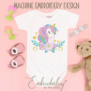 Unicorn Face Embroidery Designs, Machine Pattern for Baby Girls ...