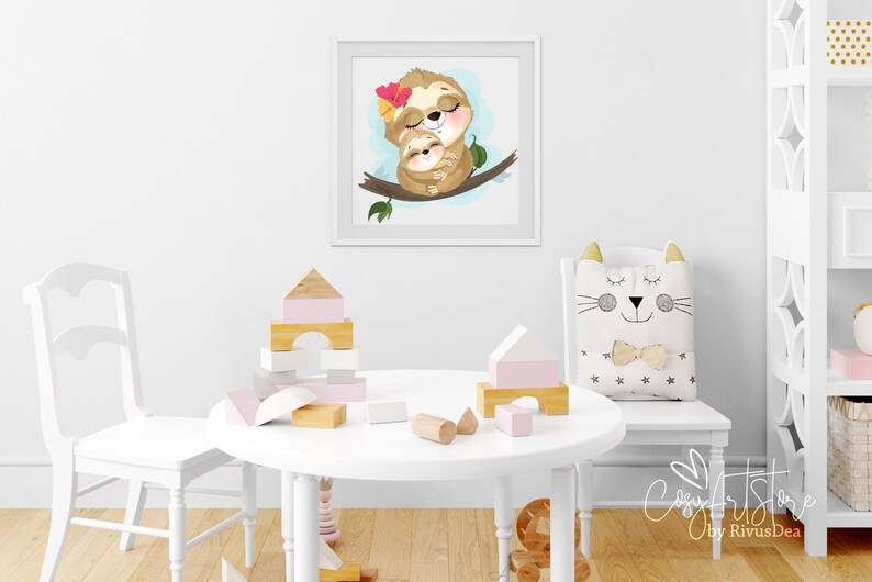 Cute Sloth Mom SVG File Commercial Free Use. Tropical Baby | Etsy