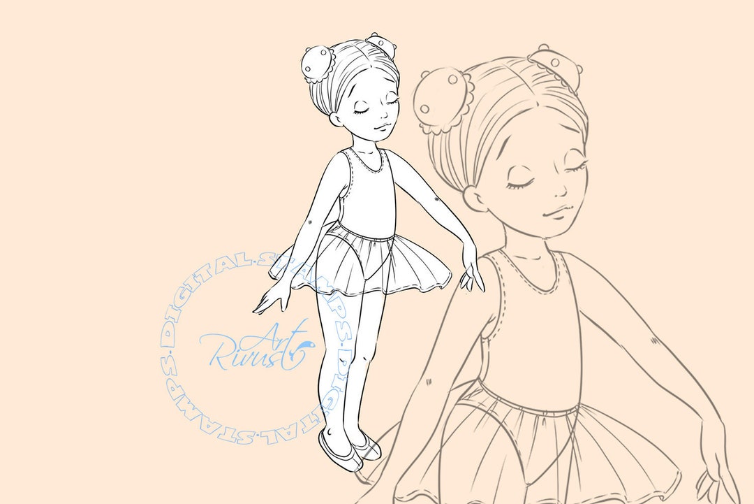 Ballet Digital Stamp. Cute Ballerina Download. Digi Stamp, Coloring ...