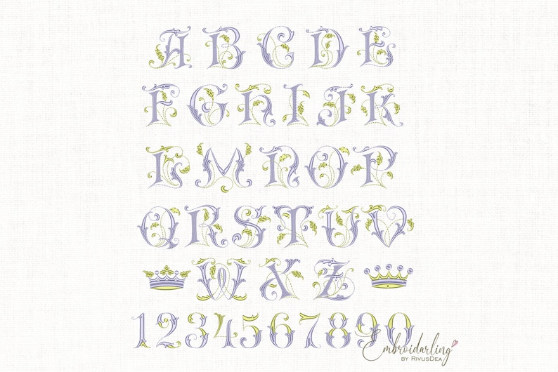 Floral Font Machine Embroidery File, Vintage Monogram Pattern, First ...