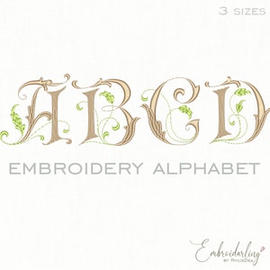Floral Font Machine Embroidery File, Vintage Monogram Pattern, First ...