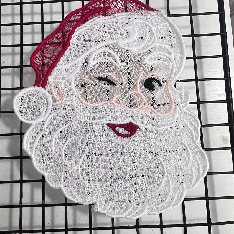 FSL Christmas Ornament - Santa Lace Machine Embroidery Designs File 5 ...