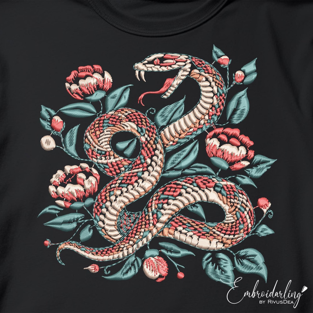 Lunar New Year Snake Machine Embroidery Design, Asian Green Snake ...