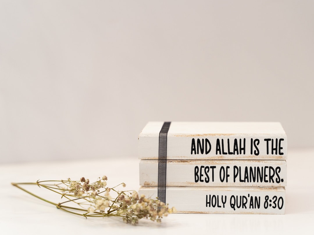 Islamic Wooden Book Stack Decor, Farmhouse Tiered Tray Decor, Shelf ...