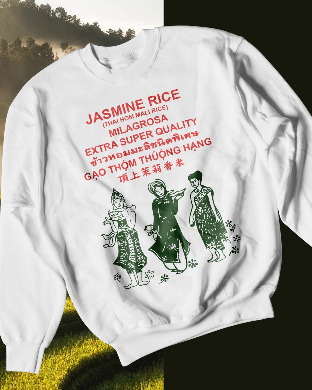 Jasmine Rice Unisex Sweatshirt | Gifts for Rice | Asian Tee Foodie ...