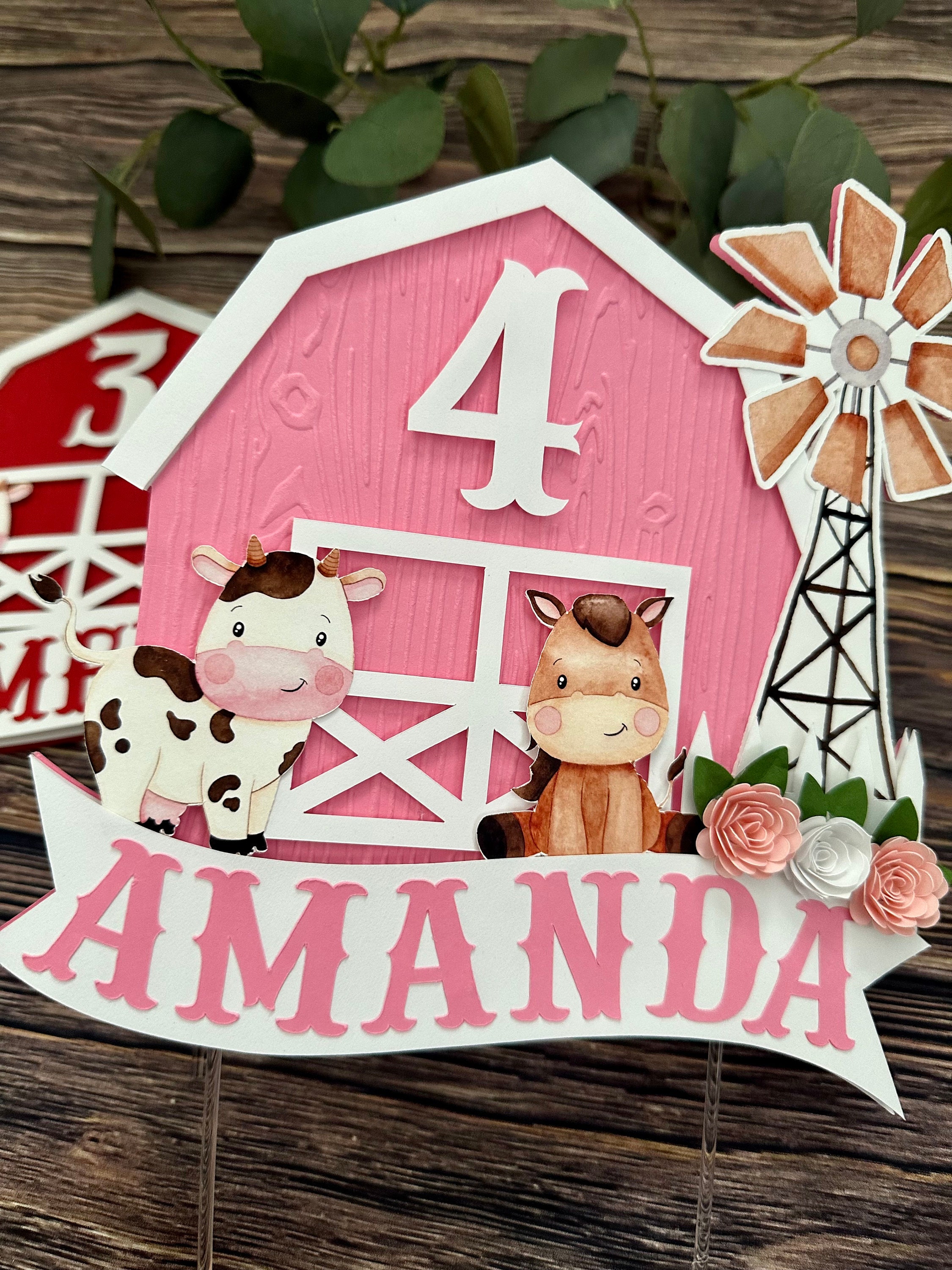 Farm Animal Birthday Cake Topper / Barnyard Birthday Cake - Etsy
