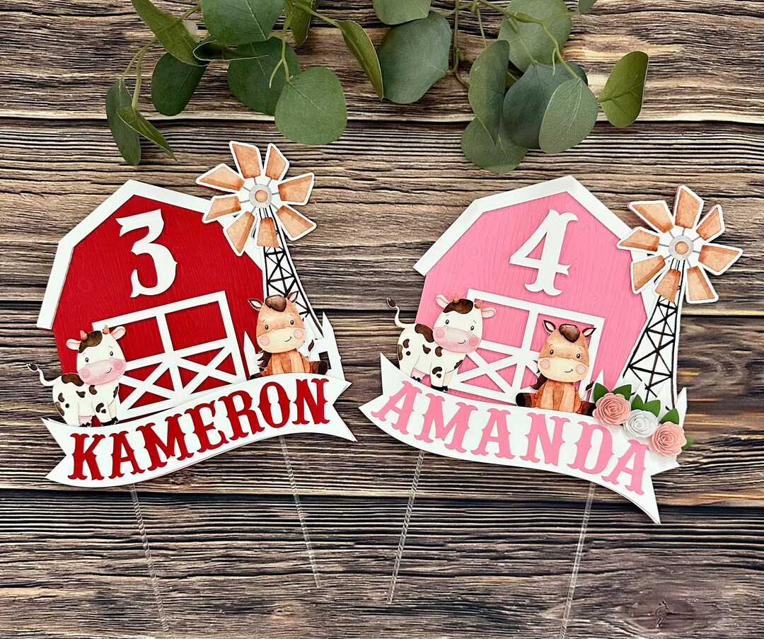 Farm Animal Birthday Cake Topper / Barnyard Birthday Cake Topper / Farm ...