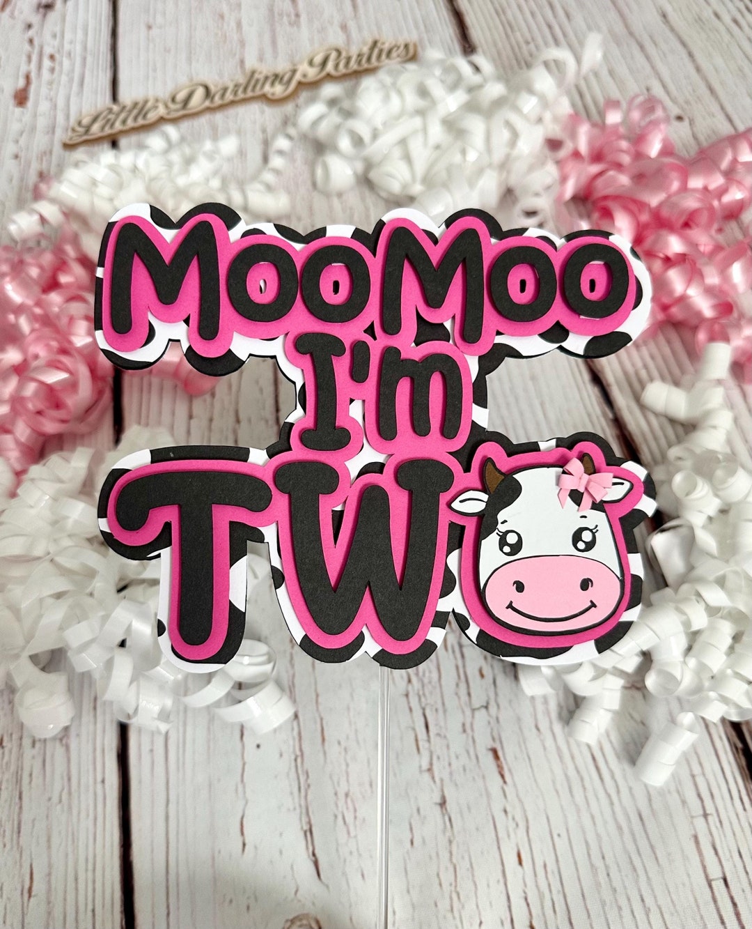 Moo Moo I’m Two Cake Topper / Moo Moo I'm Two / Cow Theme Birthday ...