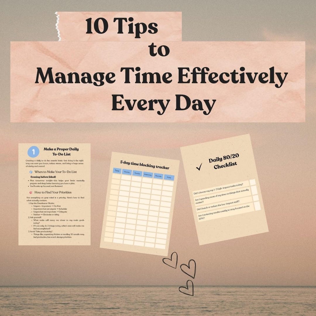 Guid 10 Tips to Manage Time Effectively Every Day, Digital PDF - Etsy