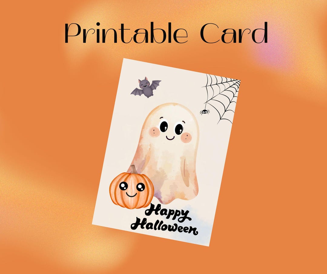 Printable Halloween Cute Ghost Card, Digital Download PDF - Etsy